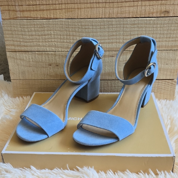 Michael Kors | Shoes | New Michael Kors Blue Block Heels Sandals | Poshmark